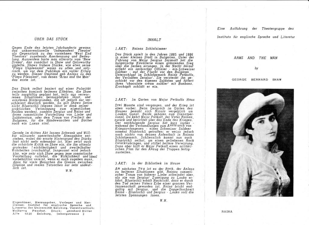 1969 - "Arms and the Man" by George Bernard Shaw - English Drama Group ...